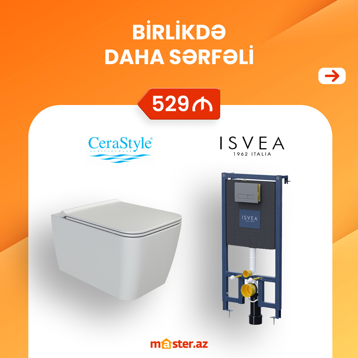 Cerastyle asma unitaz + İsvea rezervuar Qiyməti - Master.az