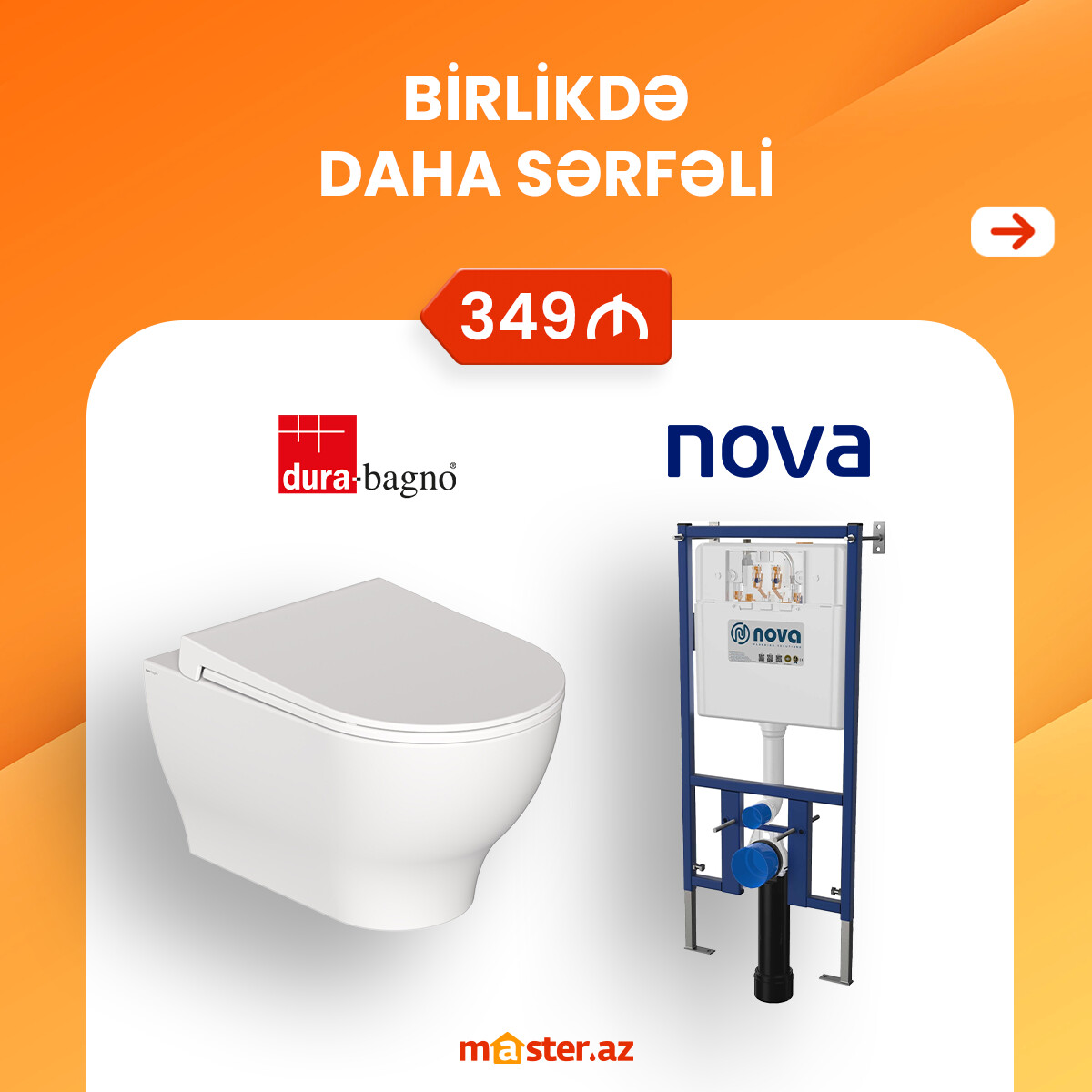 Durabagno asma unitaz + Nova rezervuar Qiyməti - Master.az